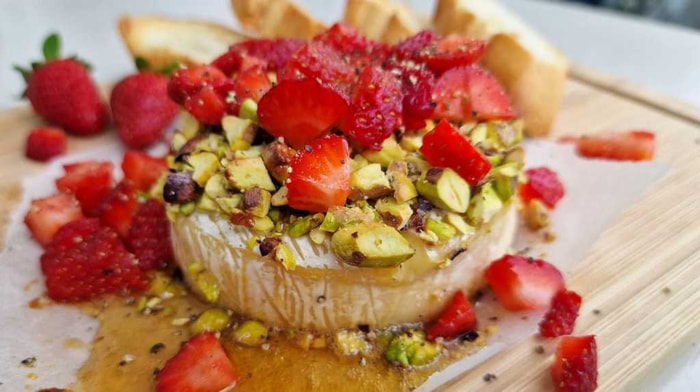 Baked Brie with Pistachios and Strawberry Recipe | The Woodlands TX Chef