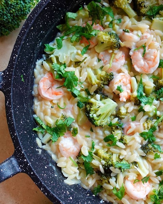 Lemon Broccoli Shrimp Orzo Recipe | The Woodlands TX Chef