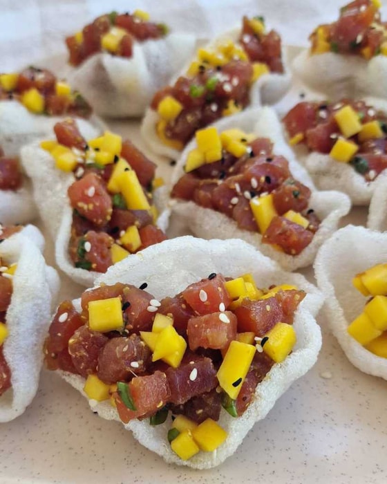 Tuna Tartare with Mango and Prawn Crackers Recipe | The Woodlands TX Chef